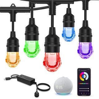Smart RGBW 123ft String Lights LED w/Shatterproof Bulbs, APP & WiFi ...