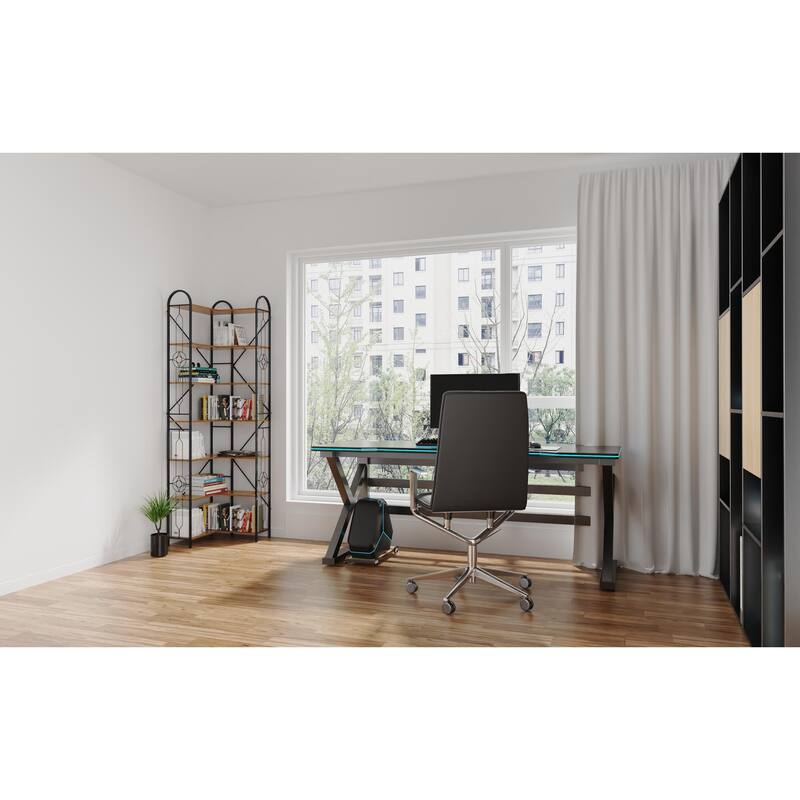 7 Shelf Bookcase, Modern High Bookcase, Thickened Iron Frame and ...