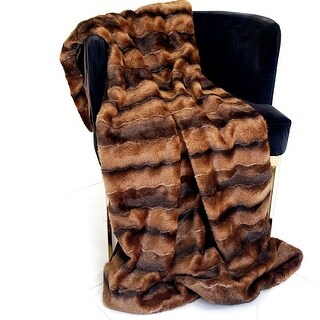 Plutus Brown Striped Chestnut Luxe Faux Fur Throw Blanket - Bed Bath ...