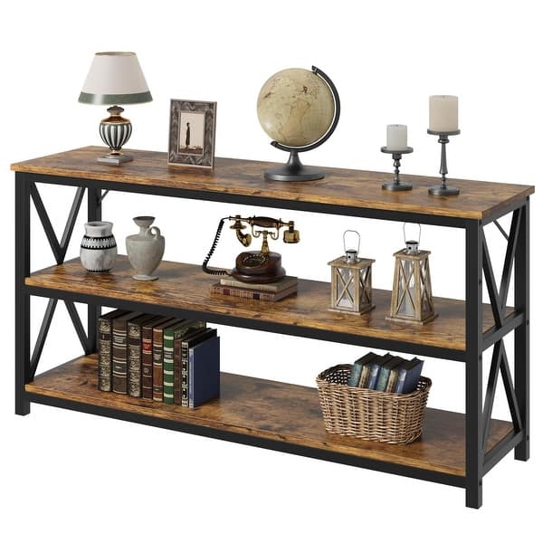 Industrial Console Table for Entryway, 55.1" Narrow Entryway Table with ...