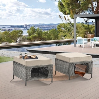 Outdoor Ottomans for Patio Foot Rest-Versatile Outdoor Storage Ottoman ...