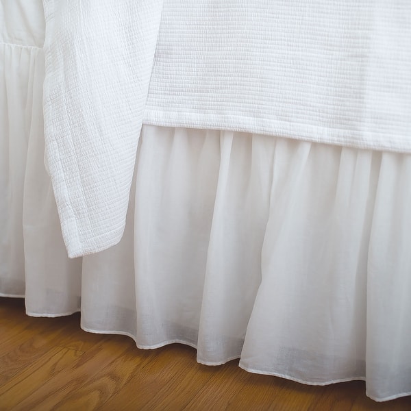 Voile White Twin Bed Skirt - Bed Bath & Beyond - 40392298