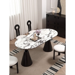 Doheny Wood and Metal Oval Dining Table in Black and Brass - 30" x 79 ...