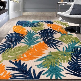 World Rug Gallery Tropical Floral Modern Indoor/Outdoor Area Rug - Bed ...