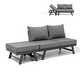 Outdoor Patio Convertible Sofa Daybed with Adjustable Back, Cushioned ...