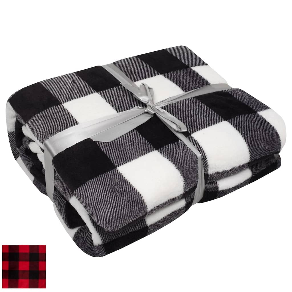 Sweet Home Collection Buffalo Check Blanket 100% Flannel Fleece ...