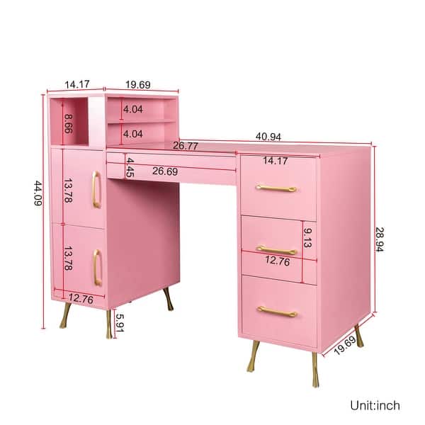 Pink Makeup Desk with Drawers - Bed Bath & Beyond - 37210384