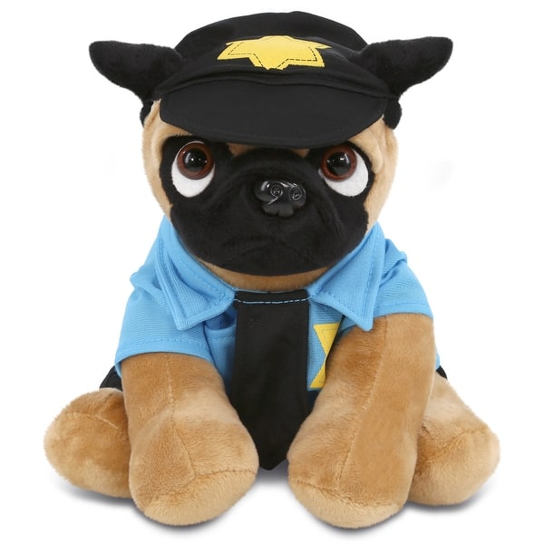 DolliBu Pug Dog Police Officer Plush Toy with Cute Cop Uniform and Cap ...