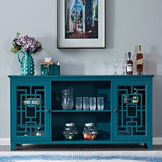 52'' Traditional Style Storage Sideboard Buffet with Four tempered ...