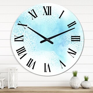 Designart 'White Lace On Light Blue' Modern wall clock - Bed Bath ...