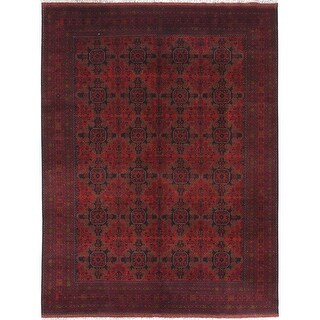 Shahbanu Rugs Ruby Red, Afghan Andkhoy with Geometric Motif, Extra Soft ...
