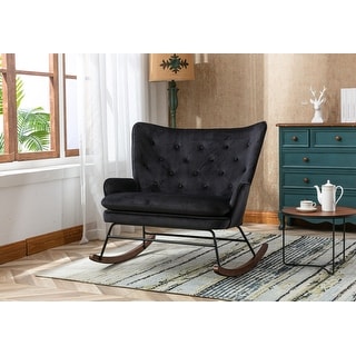High Back Rocking Chiar, Comfortable Rocker Padded Seat, Modern Lounge ...
