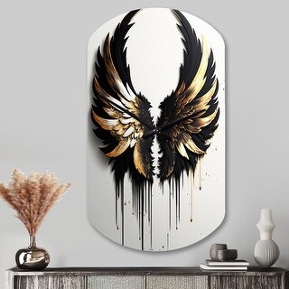 Designart - Black Silver And Gold Angel Wings III - Wings Angel Large ...