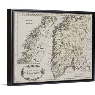 "Antique map of Norway" Black Float Frame Canvas Art - Multi - Bed Bath ...