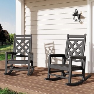 Outdoor Rocking Chairs, 380 lb Capacity, Wood Look Patio Rockers - Bed ...