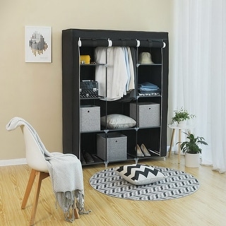 67" Portable Closet Organizer Wardrobe Storage Organizer with 10 ...