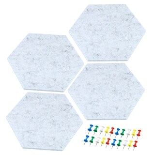 4Pcs Self Adhesive Wall Bulletin Hexagon Felt Board Tiles Push Pin Gray ...
