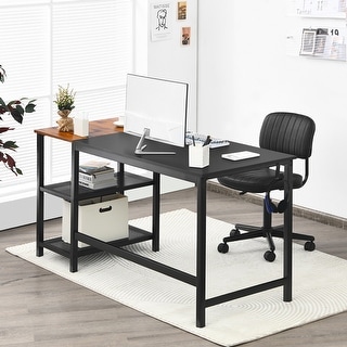 Industrial Computer Desk Writing Workstation with Removable Shelves ...