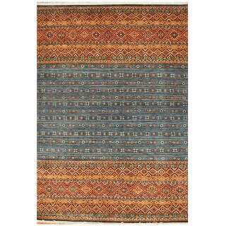 HERAT ORIENTAL Handmade Geometric Khorjeen Kazak Wool Rug - 6'9 x 9'5 ...