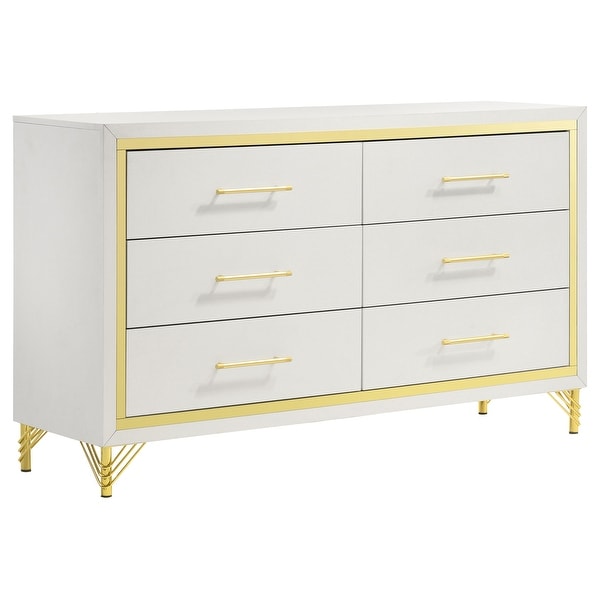 Modern Dresser 6 Drawer Dressers Chests of Drawers for Bedroom - White ...