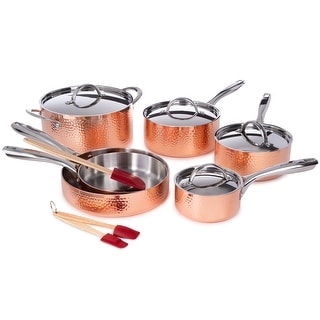 BergHOFF Vintage 13Pc Tri-Ply Copper 18/10 Stainless Steel Cookware Set ...