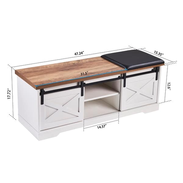 Wood Sliding X Barn Door Litterbox Storage Bench - Bed Bath & Beyond ...