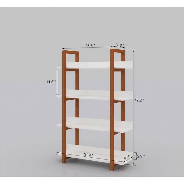4 Tier Solid Wood Bookcase,Display Storage Shelves for Office,Living ...