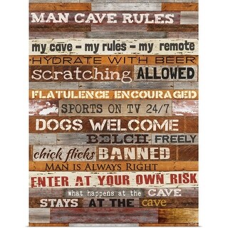 "Man Cave Rules" Poster Print - Multi - On Sale - Bed Bath & Beyond ...