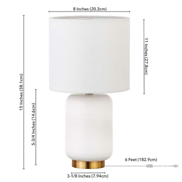Lambert 15" Tall Ceramic Table Lamp with Fabric Shade - Bed Bath ...