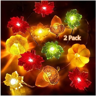 20Ft 40 Lights Battery Operated Fall String Lights - Yellow - Bed Bath ...