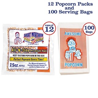 2.5oz Popcorn Packs and 100 Popcorn Bags by Great Northern Popcorn ...