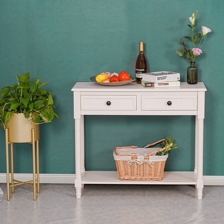 Console Table Sideboard Wooden Sofa Table with 2 Drawers and Shelf ...