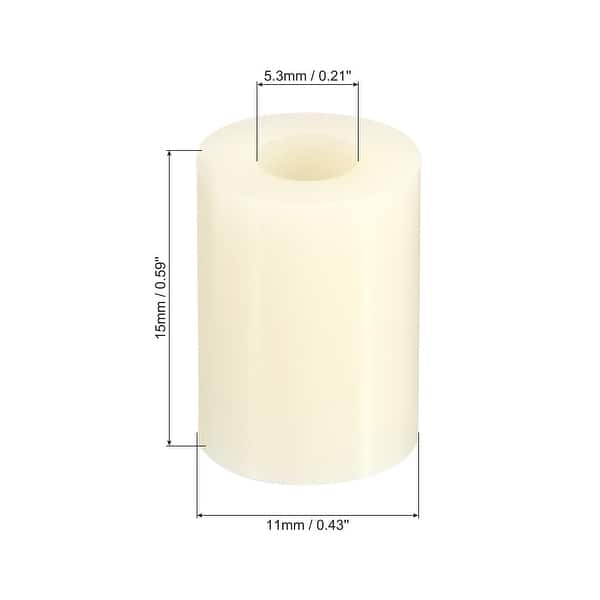 Round Spacer Washer, 24 Pack Nylon 5.3mm ID x 11mm OD x 15mm L Beige ...