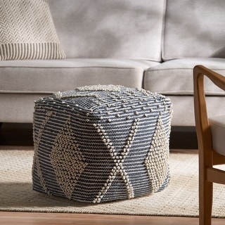 Brinket Contemporary Handcrafted Faux Yarn Cube Pouf - Bed Bath ...