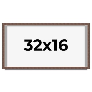 32x16 Shadow Box Frame Brown | 1.125 inches Deep Real Wood Rustic - Bed ...
