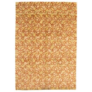 Hand-knotted Karma Copper, Green Wool Rug - 9'5" x 13'8"/9'5 x 13'8 ...