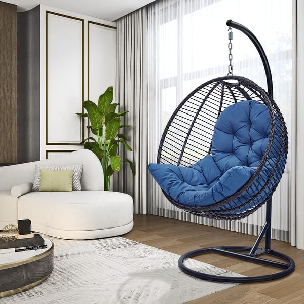 Modern High-quality PE Rattan Egg Shape Swing Chair - Bed Bath & Beyond ...