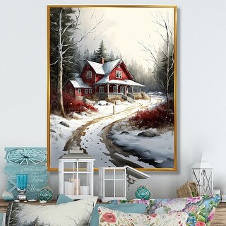 Designart "Cold Winter View On The Country II" Farmhouse / Country ...