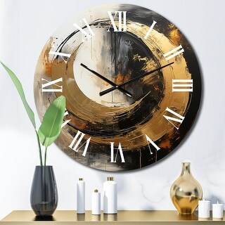Designart "Yin Yang Beyond Duality Abstract Gold And Black" Abstract ...