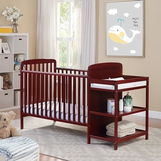 Wood Crib and Changing Table Combo - Stylish Nursery Furniture Set for ...