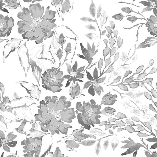 Grey Floral Wallpaper Peel and Stick and Prepasted - Bed Bath & Beyond ...