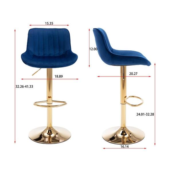 Modern Design Velvet Adjustable Bar Stools With Golden Base - Bed Bath ...
