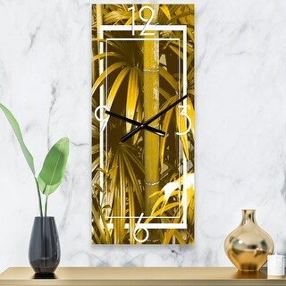 Designart 'Yellow Bamboo and Tropical Leaves' Tropical Wall Clock Decor ...