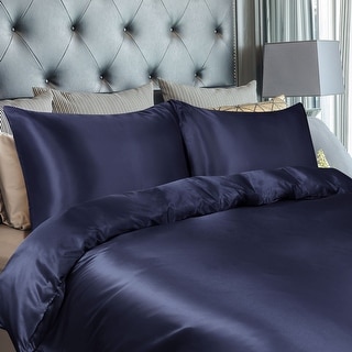 3Pcs Silky Satin Duvet Cover Set with Envelope Pillowcases, - Bed Bath ...