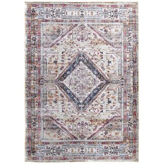 Prescott Vintage Medallion Rug, Gray/Blue/Magenta, Area Rug - Bed Bath ...
