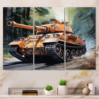 Designart "Artillery Military Tank Power IV" Military Canvas Set of 3 ...