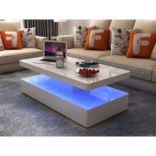 Aurora Modern & Contemporary Style Built in LED Coffee Table Made with ...