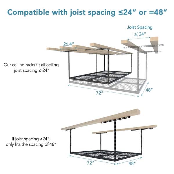 FLEXIMOUNTS Heavy Duty Overhead Garage Storage Adjustable Ceiling ...