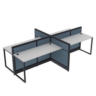 4 Person Straight Desk Call Center Setup 3x5x39"H Cubicles With Power ...