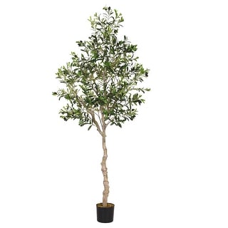 6.5ft Artificial Olive Tree, 78in Tall Faux Olive Tree, Potted Fake ...